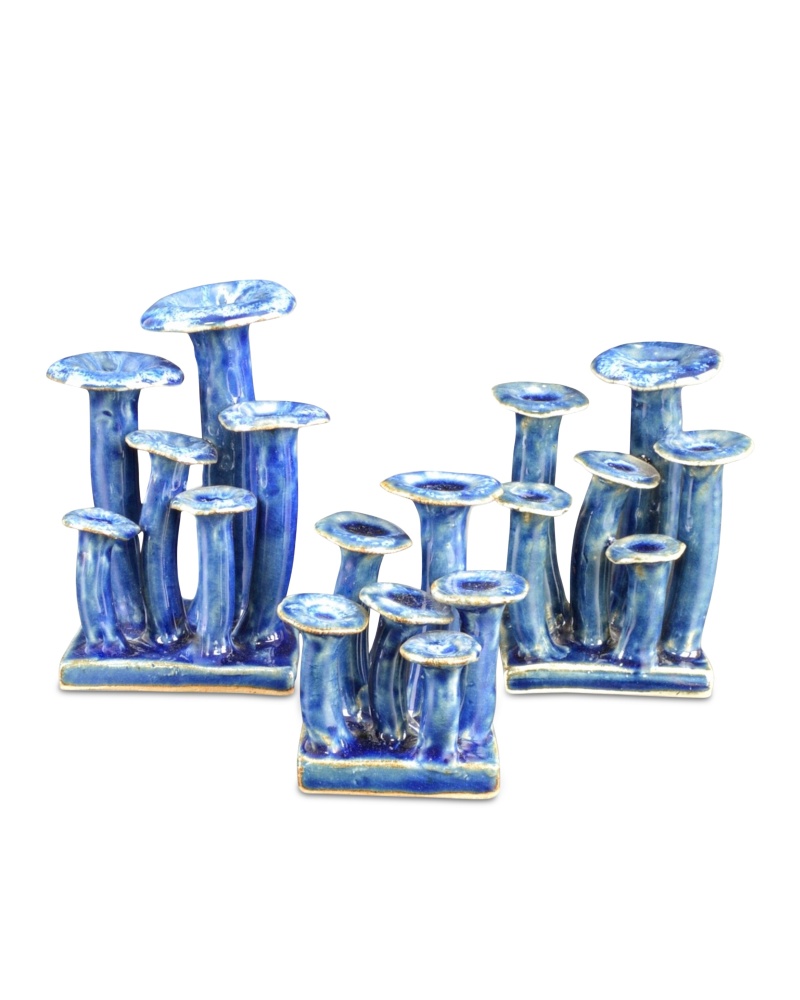 Wild Blue Mushrooms Set of 3 : 1200-0745 | Brechers Lighting